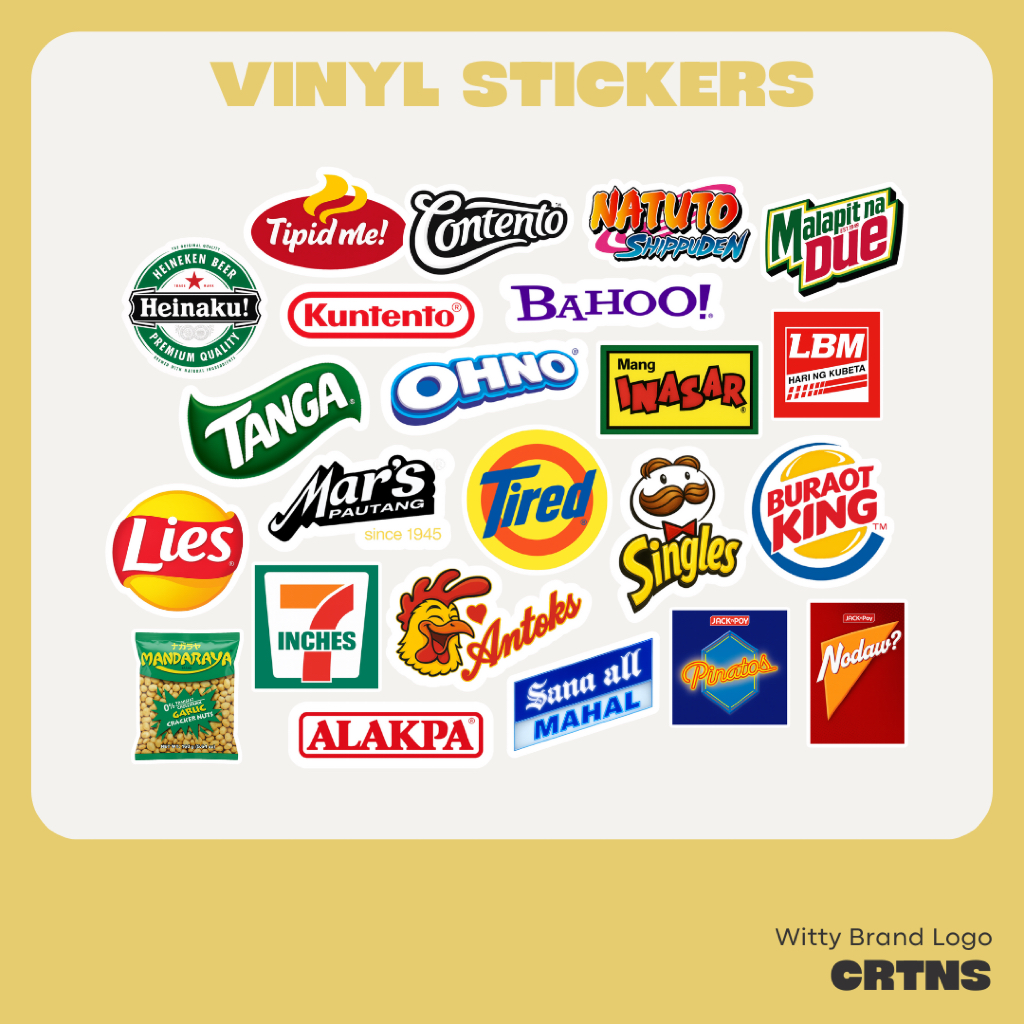 Witty Brand Logo Stickers | Vinyl Waterproof Matte Sticker | Funny ...