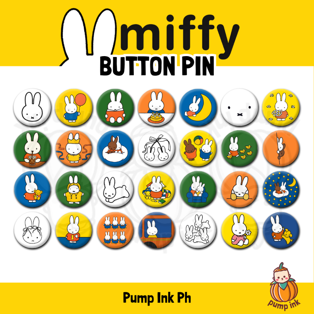 MIFFY Button Pin Badge | Cute Cartoon Fanmade Merch | Aesthetic Kawaii ...
