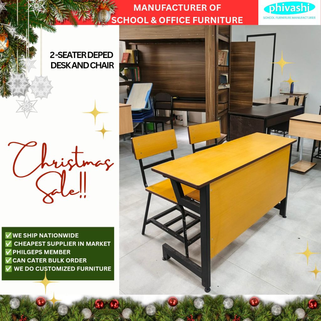 PHIVASHI 2-Seater School Desk and Chair Set | DepEd Student Desk ...
