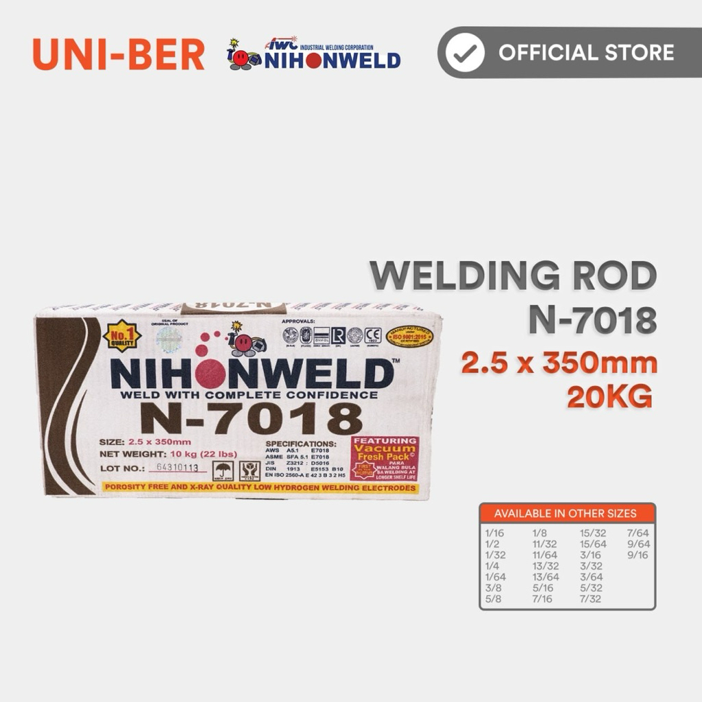 NIHONWELD welding rod special N-6013 6011 7018 2.5 3.2(sold per 1 kilo ...