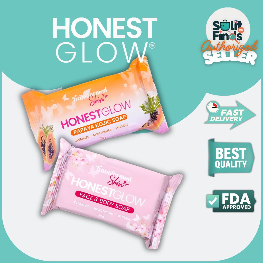 HONEST GLOW GLASS SKIN SOAP 10X WHITENING 80 & KOJIC PAPAYA SOAP COMBO ...