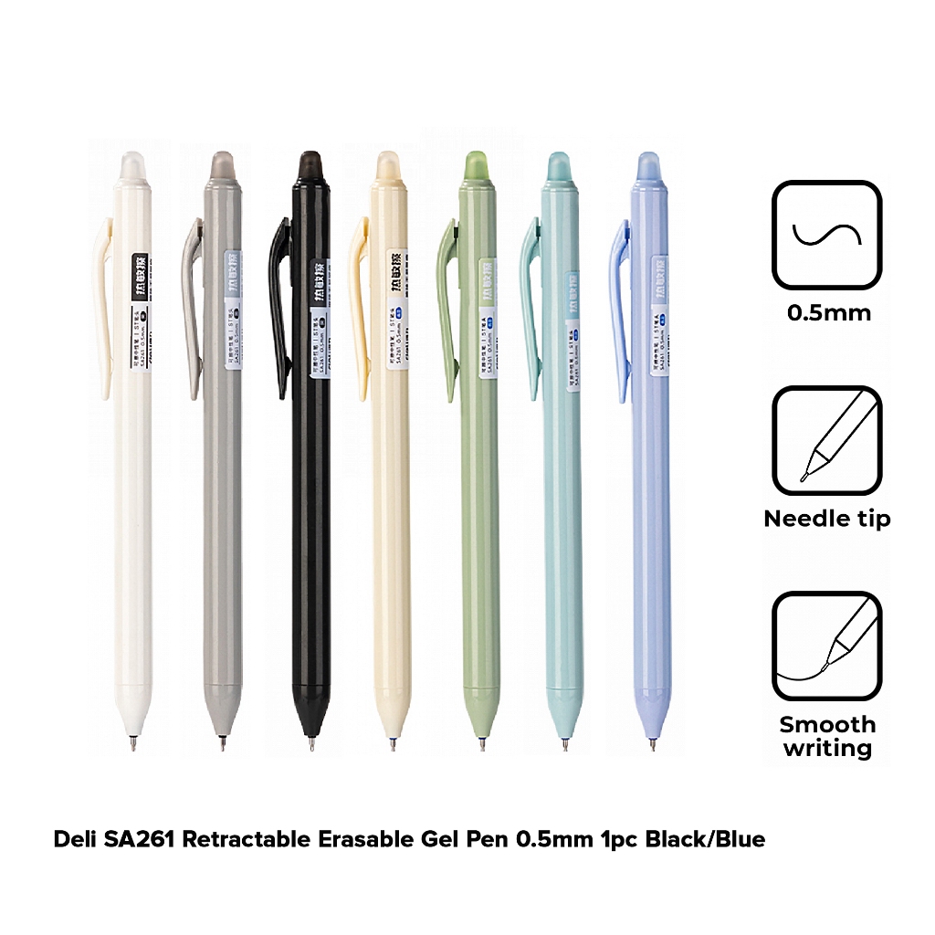 Deli SA261 Retractable Erasable Gel Pen 0.5mm 1pc | Shopee Philippines