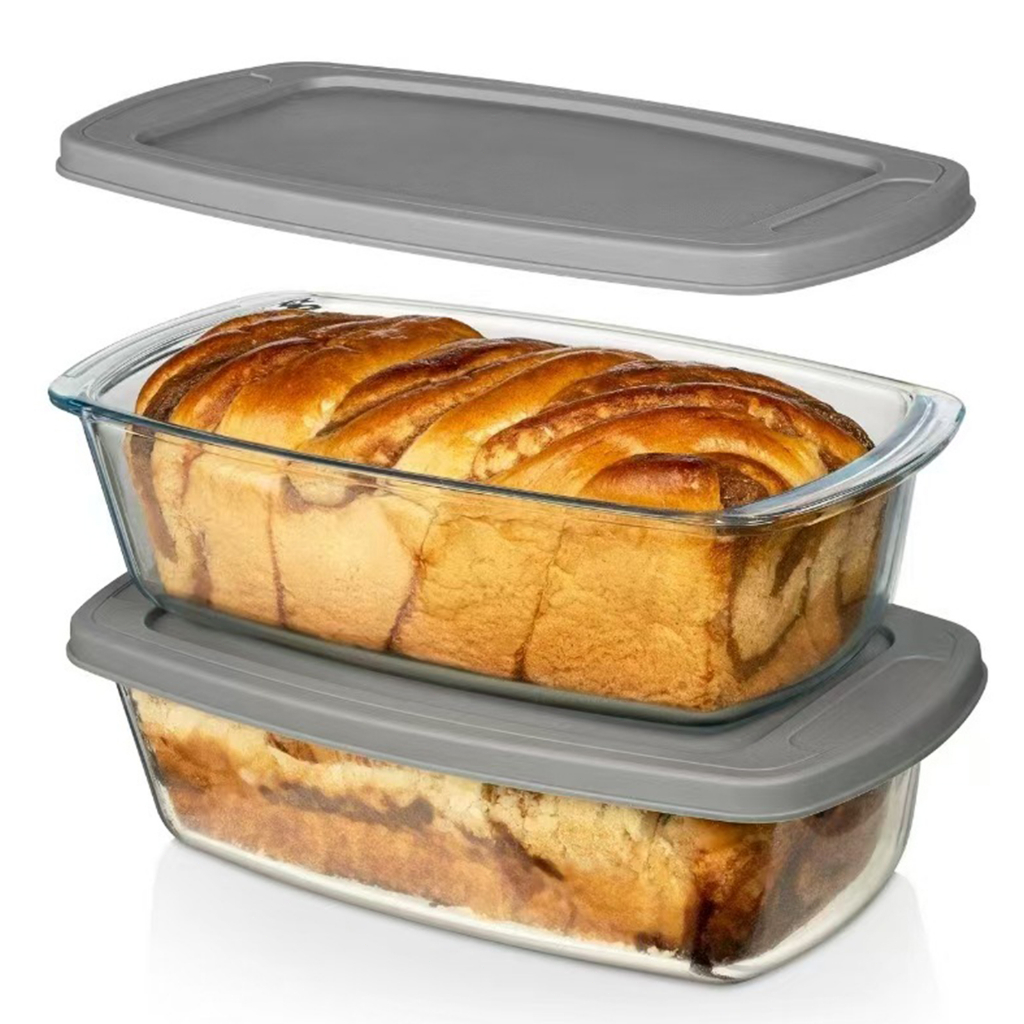 2 Pcs 1.8L Glass Loaf Pans With Lids Meatloaf Pan Loaf Pan for Baking ...