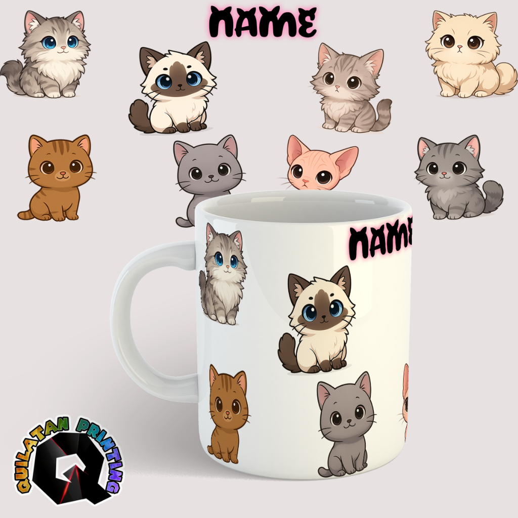 Minimalist Cat Design Chibi Cats Breeds Cute Mug/Magic Mug | Shopee ...