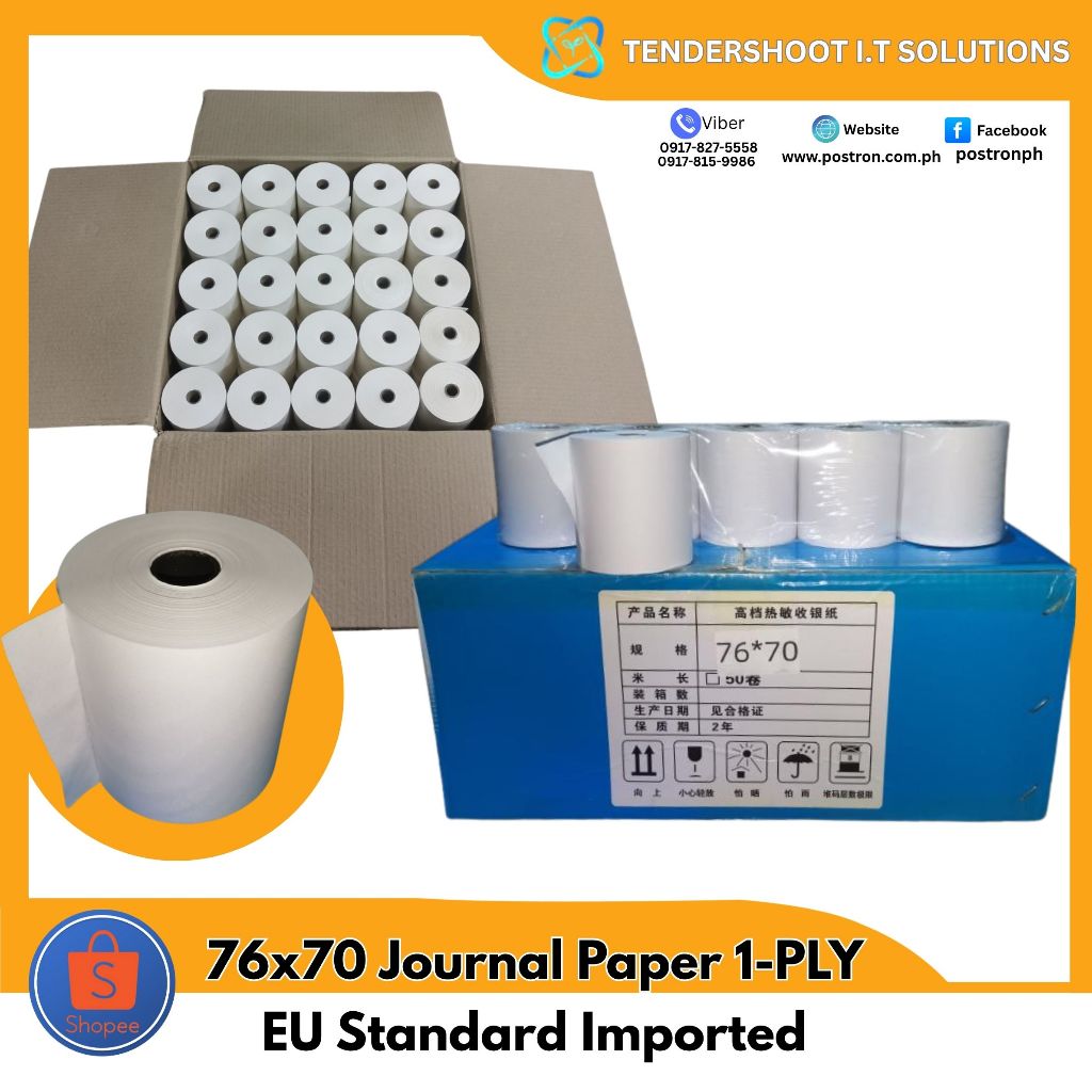 1 ROLL 76x70 Journal Paper 1-PLY EU Standard Imported | Shopee Philippines
