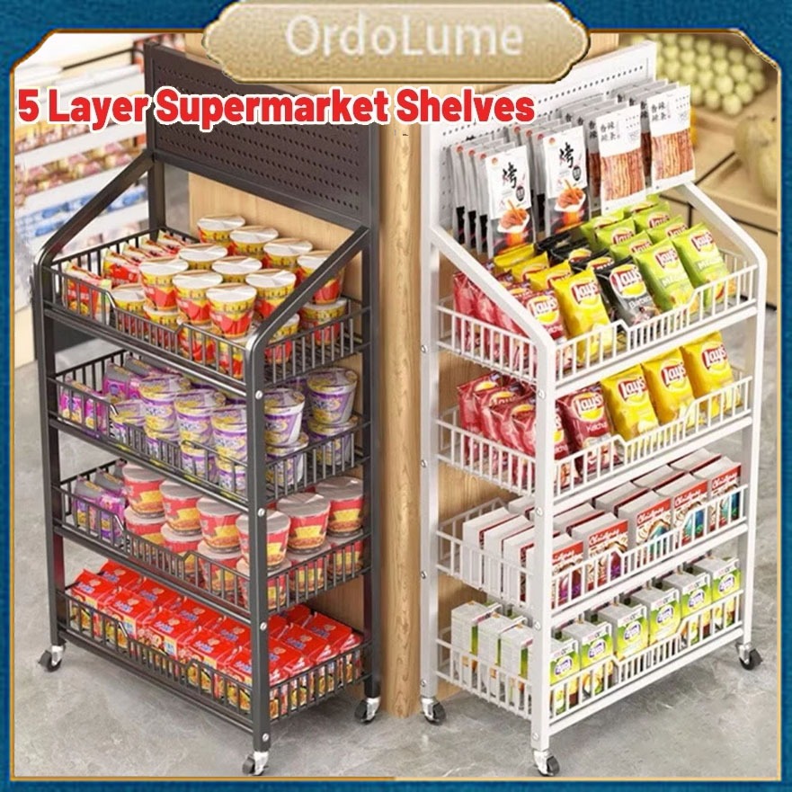 5-Layer Supermarket Shelves Display Grocery Rack Kitchen Storage Rack ...