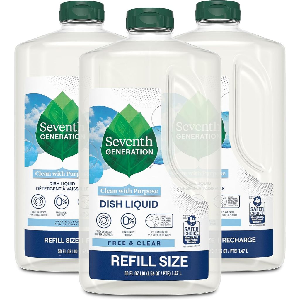 Seventh Generation Dish Liquid Soap Refill Free & Clear Dish Soap 50oz ...