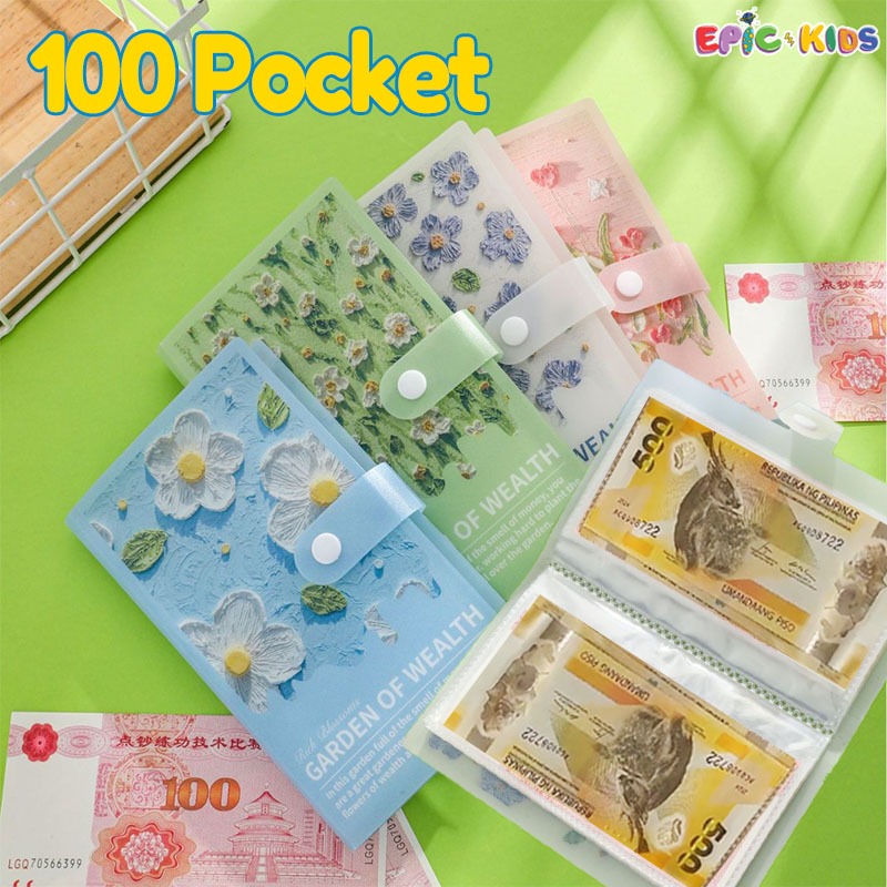 A6 100 Pockets Oil Painting Style Ipon Challenge Booklet Cash Storage ...