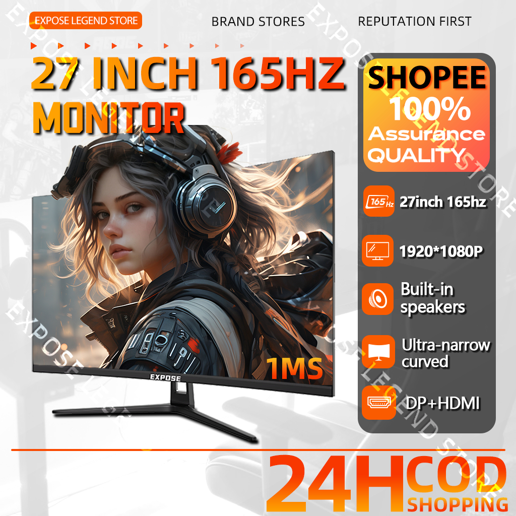 Expose Gaming Monitor curved 24 Inch Monitor 165HZ PC Monitor 27 Inch ...