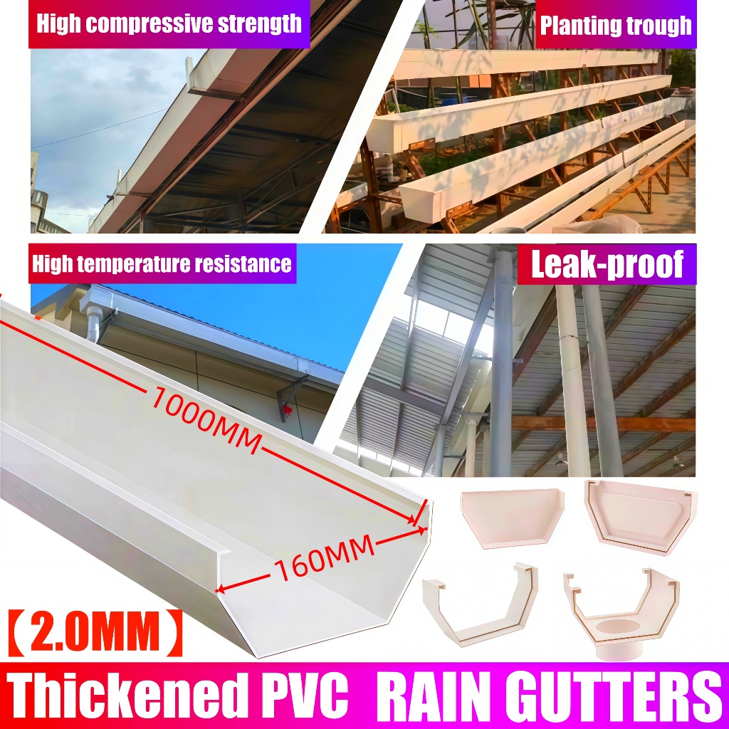 PVC Roof Gutter 160mm | Kanal Rain Drainage Channel | 4ft Downspout ...