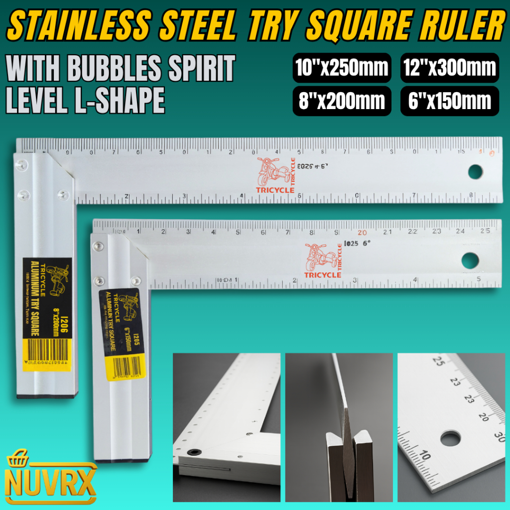 90° Aluminum Square with Level Bar - L Square Angle Ruler | Shopee ...
