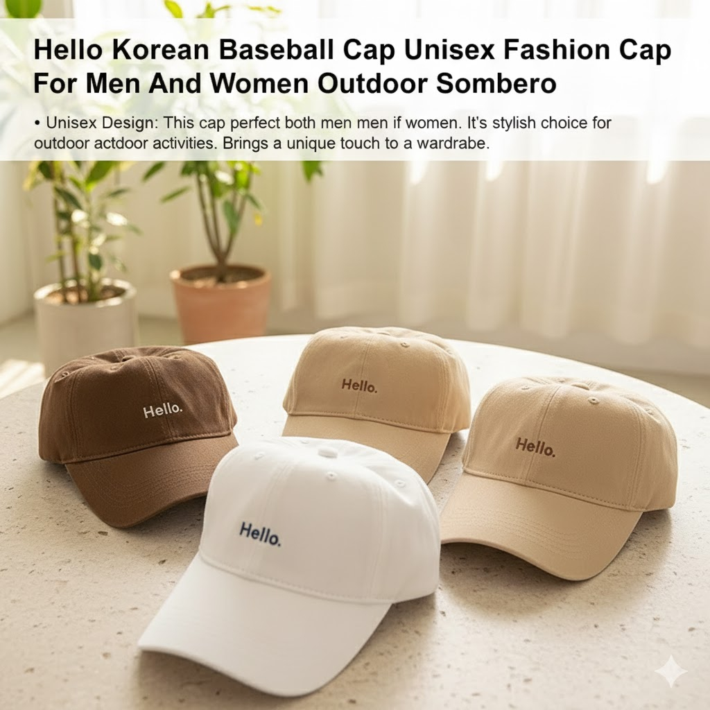 KITCHENCORNER_Hello Korean Baseball Cap Unisex Fashion Cap For Men And ...