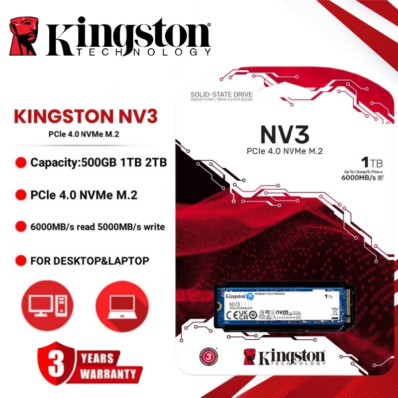 Kingston NV3 500GB | 1TB | 2TB M.2 2280 PCIe 4.0x4 NVMe ssd Internal Solid State Drive For ...