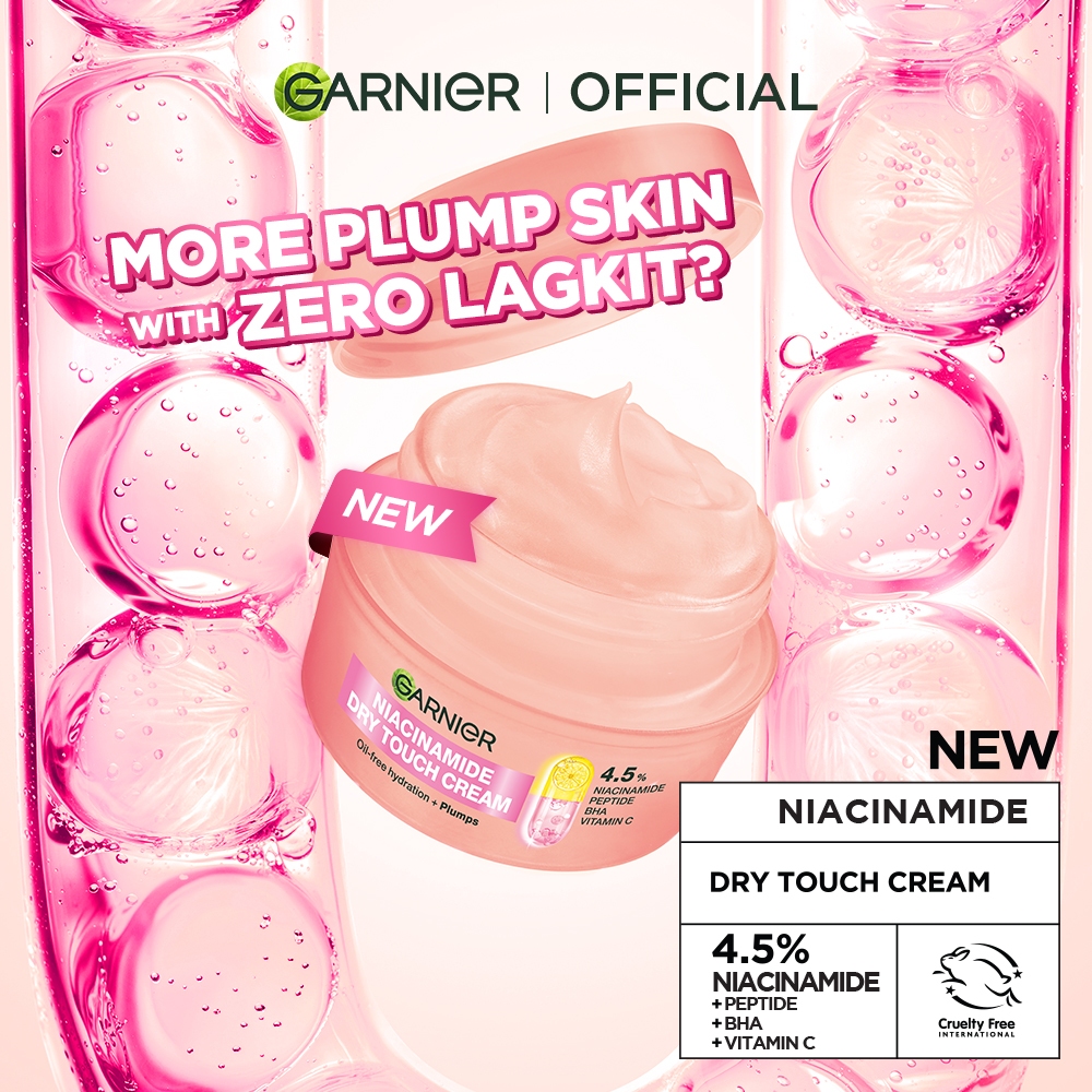 NEW Garnier Niacinamide Dry Touch Cream Moisturizer (50ML) - Plumps and ...