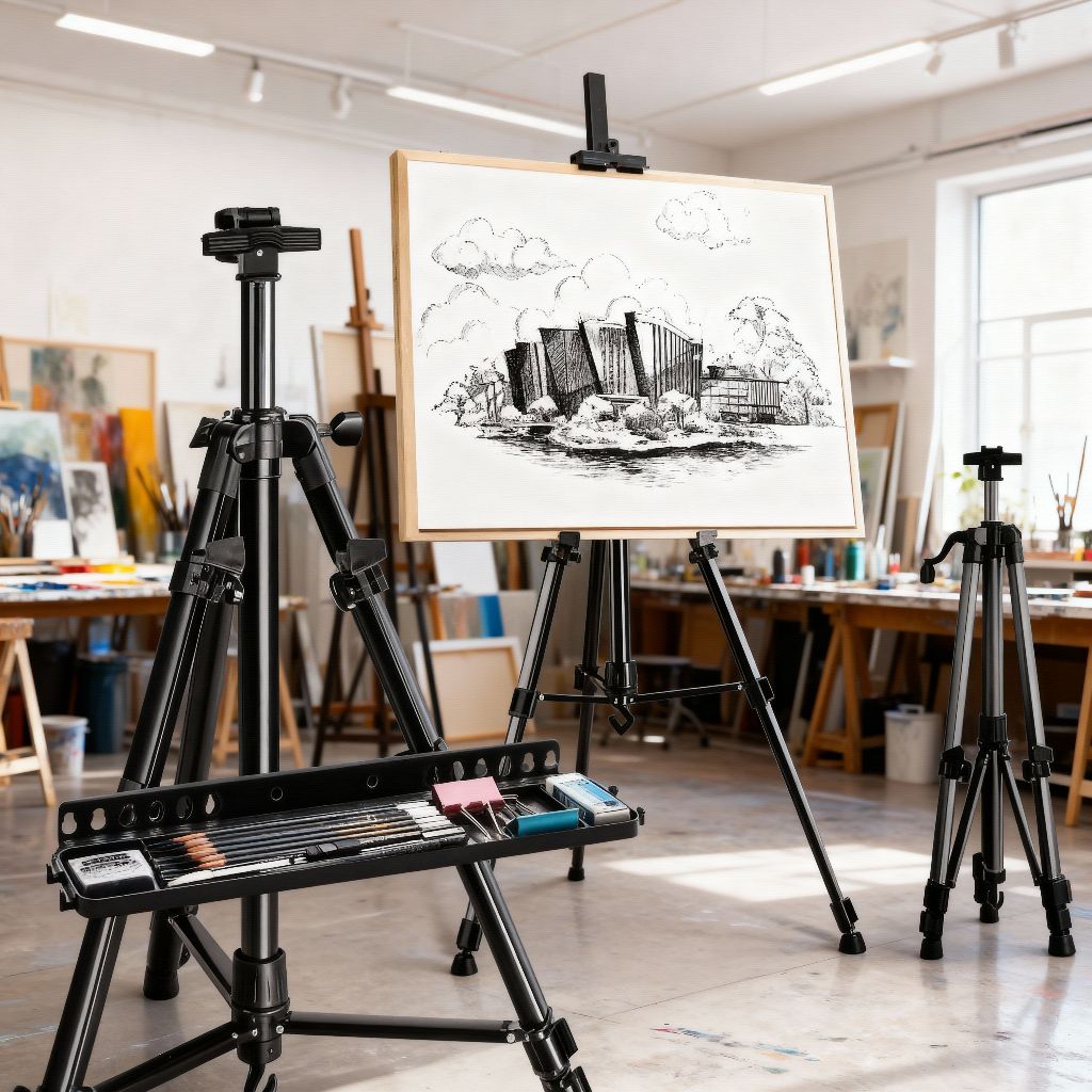 Thick Aluminum Easel Stand Folding Telescopic Adjustable Painting ...