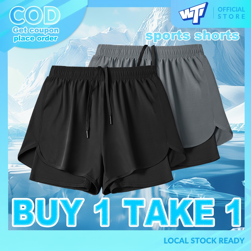 【Buy 1 Take 1】WT Running Shorts Men Women Casual Two Piece Sports ...