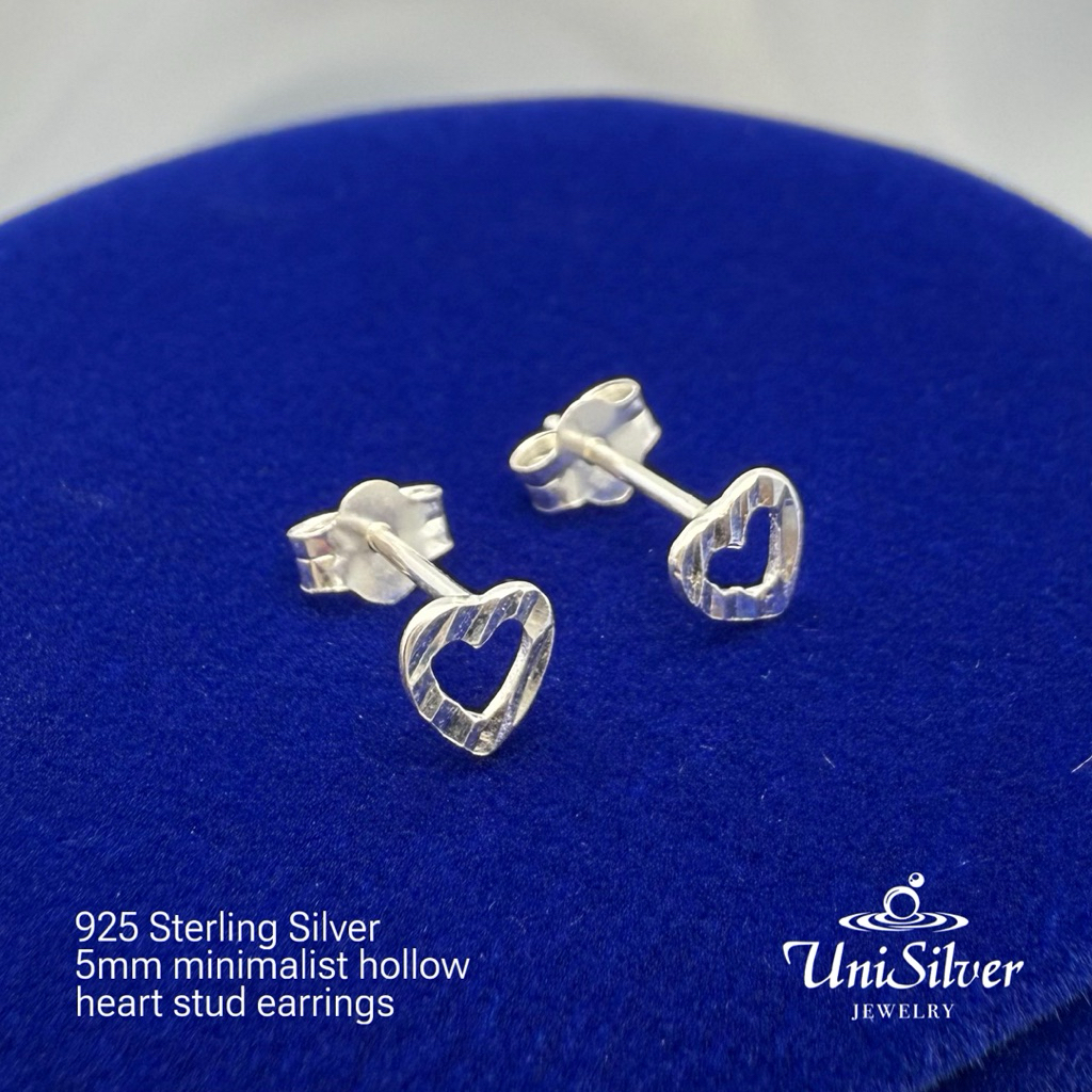 Unisilver 925 Sterling Silver Tiny Open Heart Stud (LE608-2001 ...