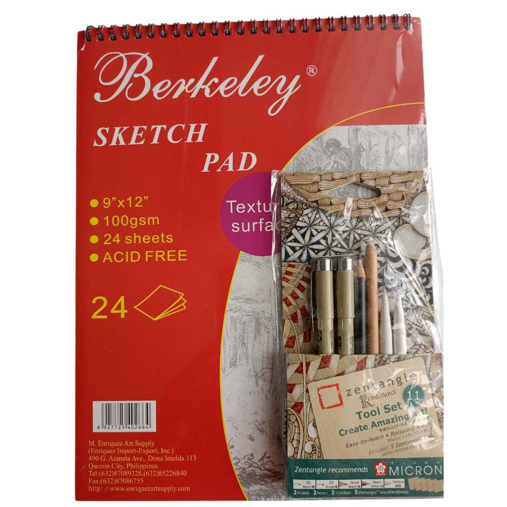Berkeley Sketch Pad 9x12 24s w/#11 Zentangle Set | Shopee Philippines