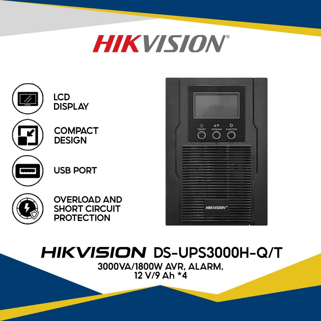 Hikvision DS-UPS3000H-Q/T 3000VA/1800W AVR, ALARM, 12 V/9 Ah *4 ...