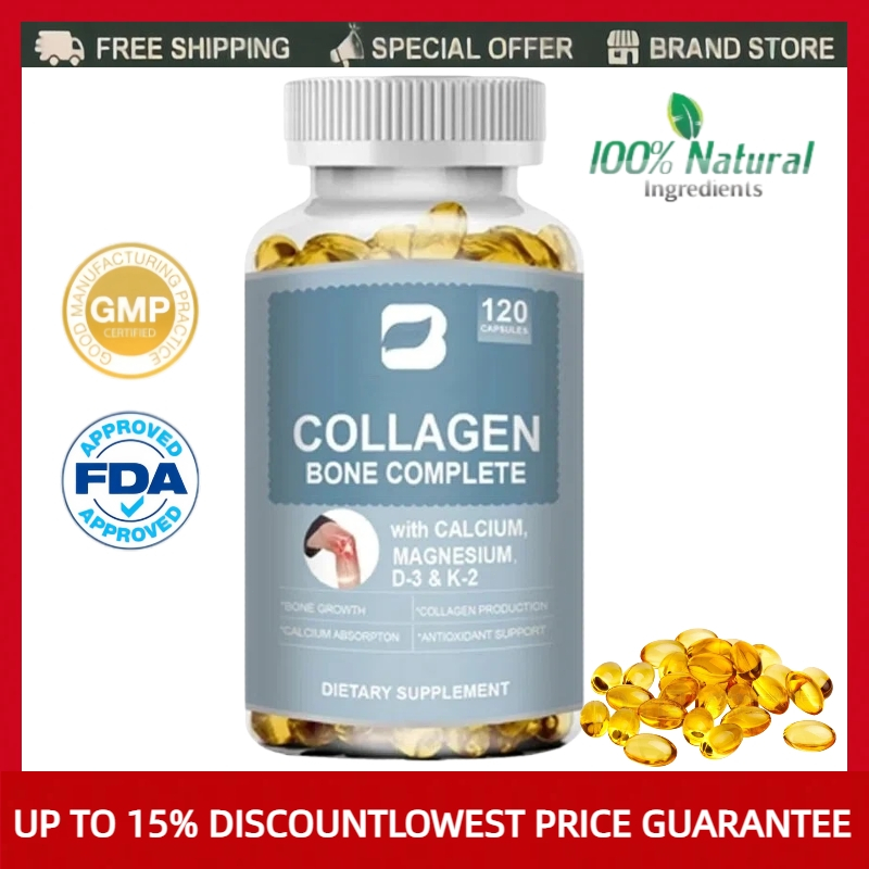 Collagen Bone Complete Capsules Formula with Plant Calcium & Magnesium ...