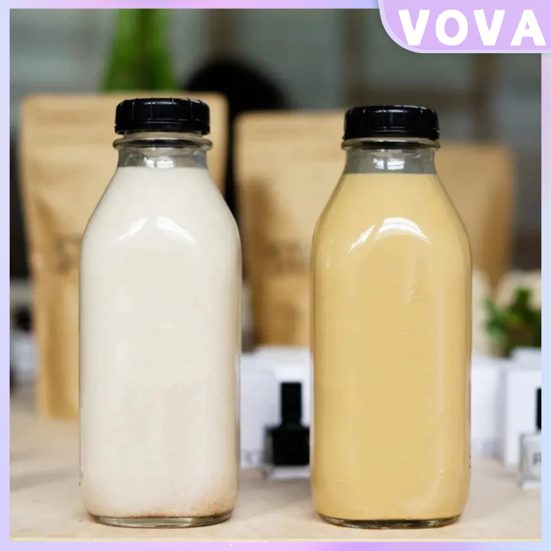 500ml 1000ml Glass Bottles With Lids Drink Container Juice Milk Soda ...