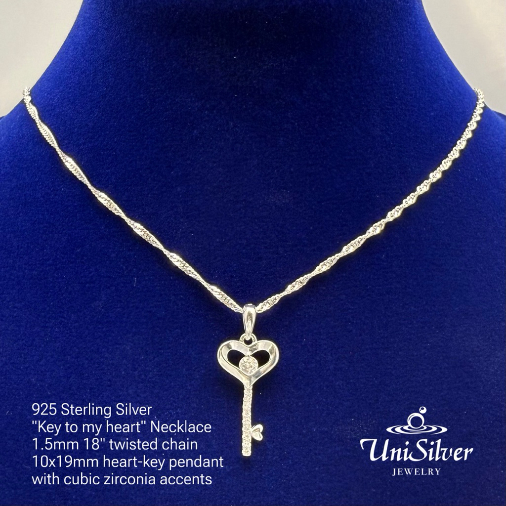 Unisilver 925 Sterling Silver “Key To My Heart” Necklace (NPS215-101018 ...