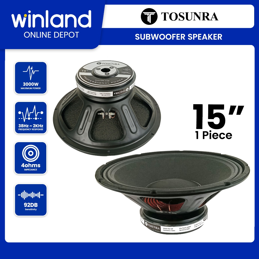 Tosunra by Winland 15-inch High Performance Subwoofer Speaker Unit w ...