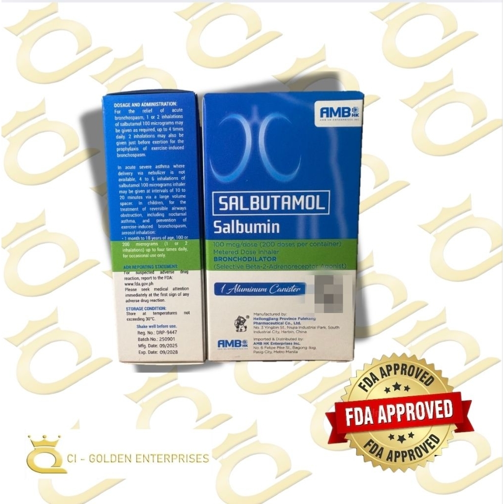 SALBUMIN (SALBUTAMOL) 100 mcg/200act INHALER | Shopee Philippines
