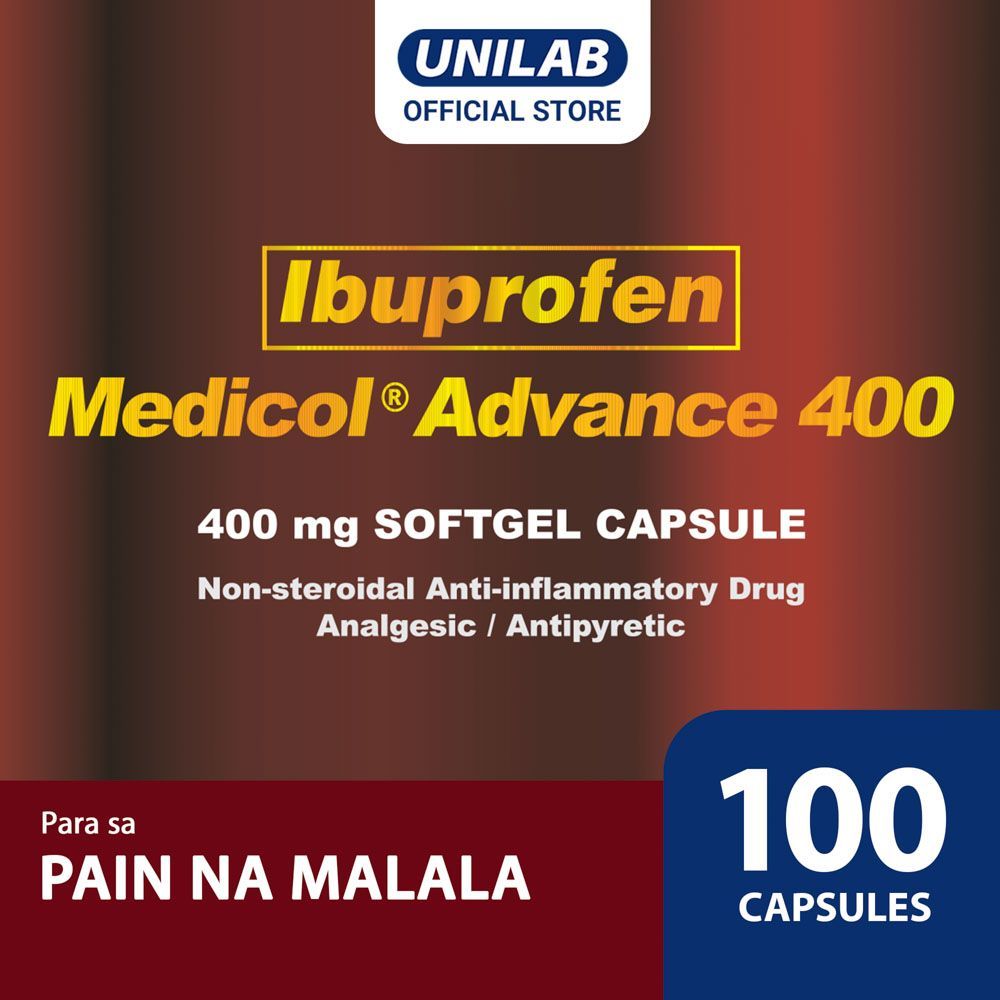 Unilab Medicol Advance 400mg Ibuprofen 100 Capsules - Quick Relief ...