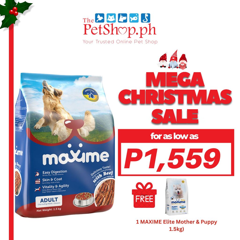 Maxime Real Beef Skin & Coat Dog Food 20kg (FREE 1.5kg Maxime Elite ...