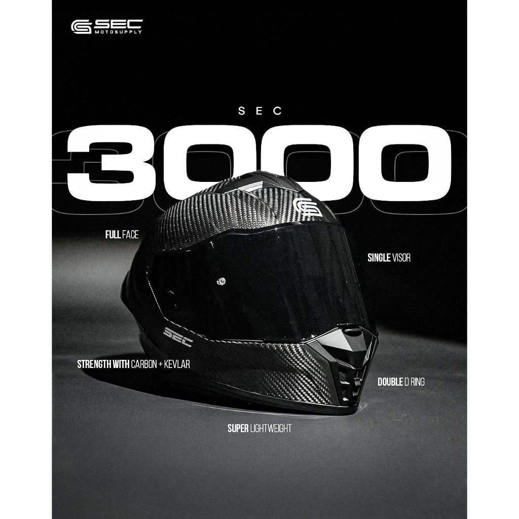 SEC 3K Carbon Series Full Face Helmet for Motorcycle (S–XXL) (DSEC ...