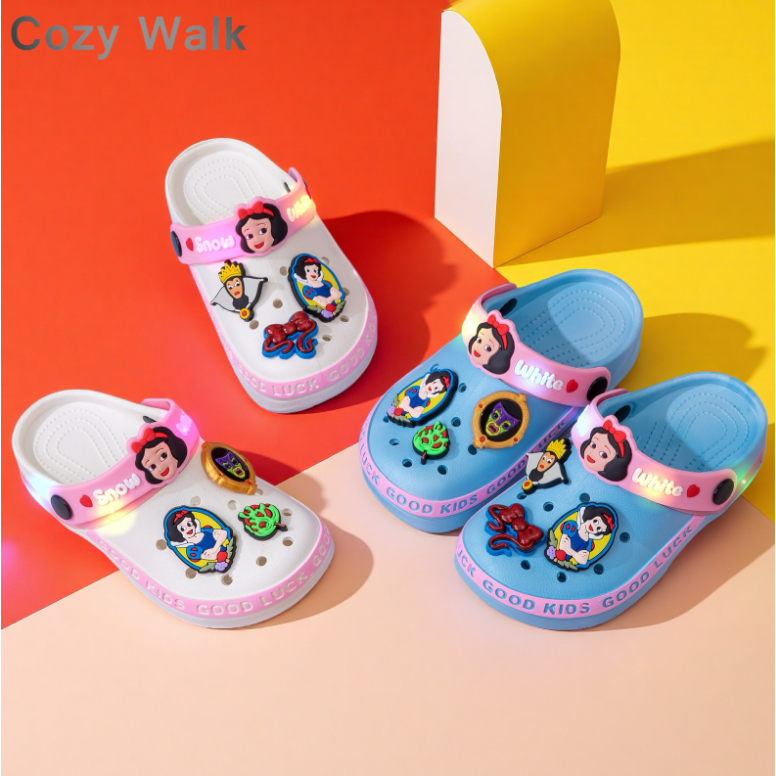 Kids LED Light-Up Clogs Cute Cartoon Soft Non-Slip Sandals for Girls ...