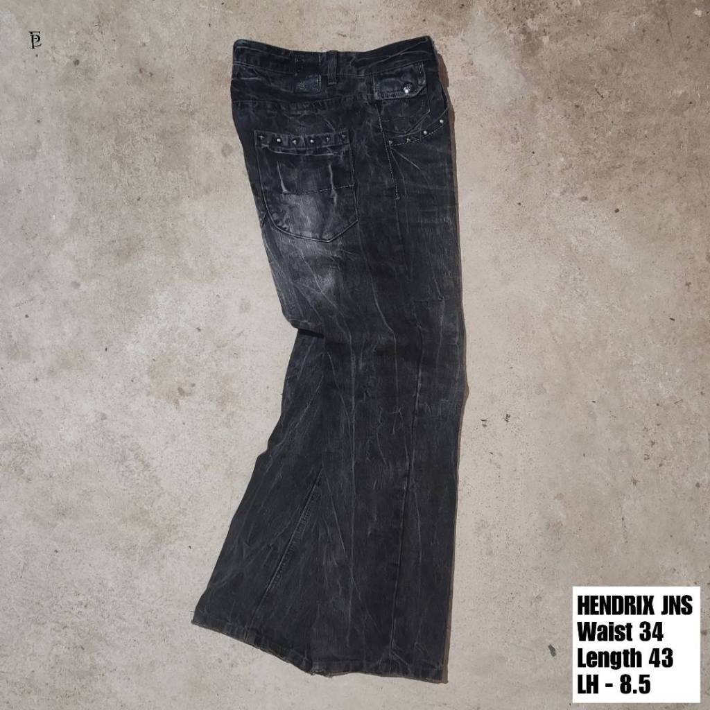 Y2k Hendrix Jeans Black Washed Denim Punk Pants For Men | Shopee ...