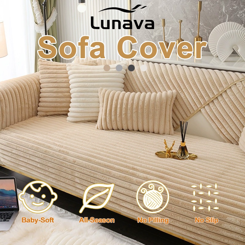 LUNAVA Rabbit Fur Sofa Cover Washable Durable Soft Fabric Four Season ...