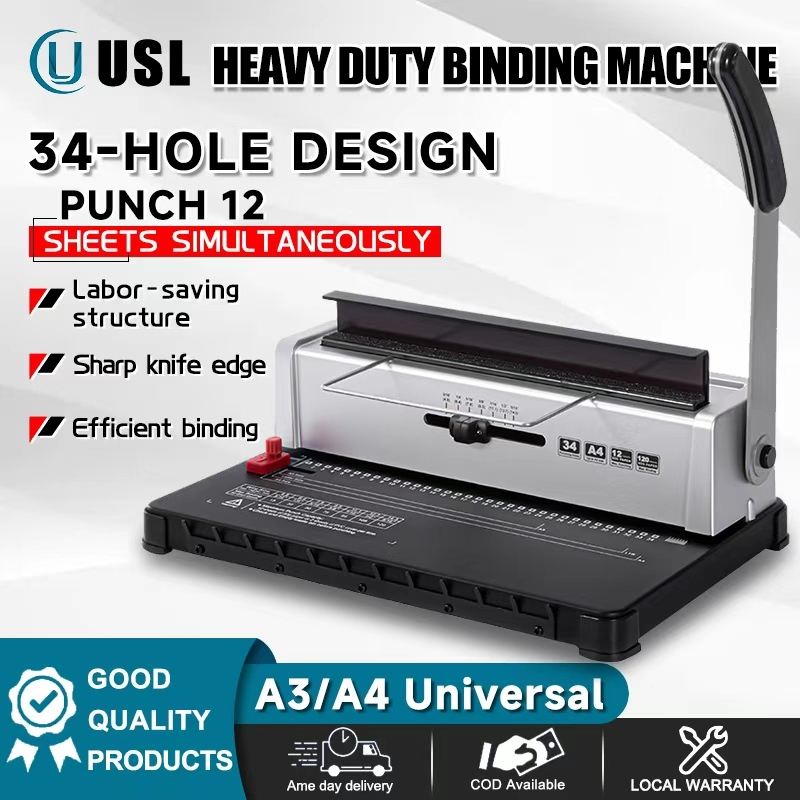 34 Hole Ring/Comb Binding Machine A3/A4 Size Office Heavy Duty Binding ...