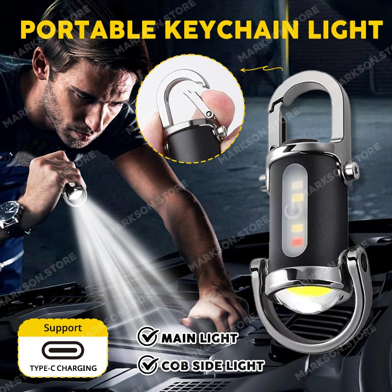 Mini Keychain Flashlight Rechargeable Waterproof Outdoor Emergency ...