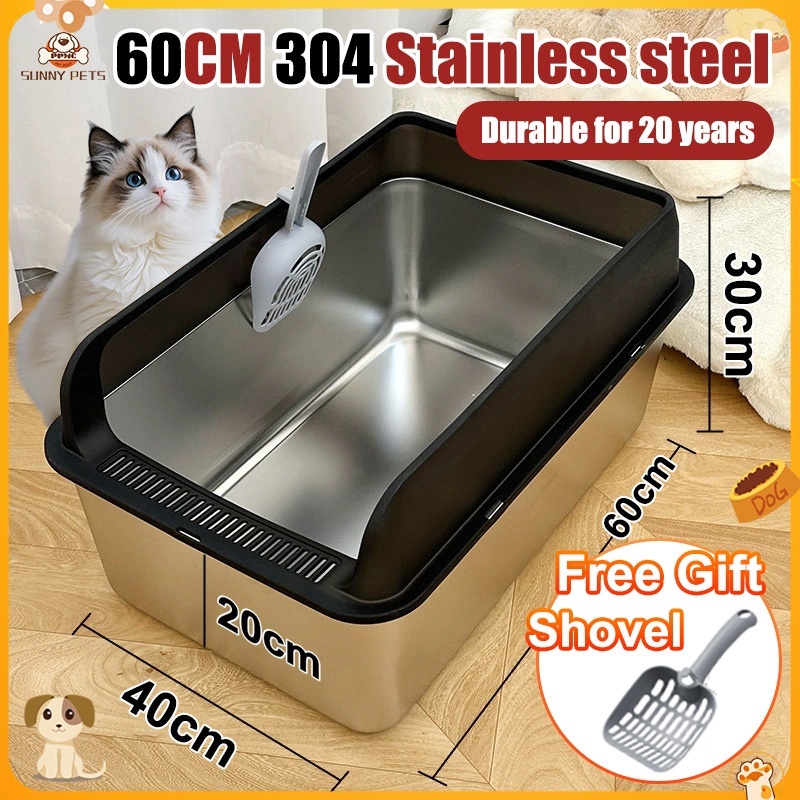 Stainless Steel Cat Litter Box With Sifter Scoop Enclosed Extra Large ...