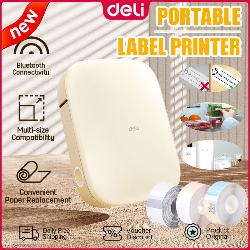 Deli S4 Portable Mini Label Printer Wireless Bluetooth Thermal Photo ...