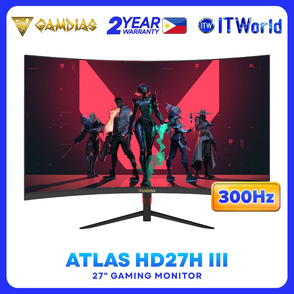 Gamdias Atlas HD27H III 27” 1920x1080 FHD, 300Hz, Fast VA Curved Gaming ...