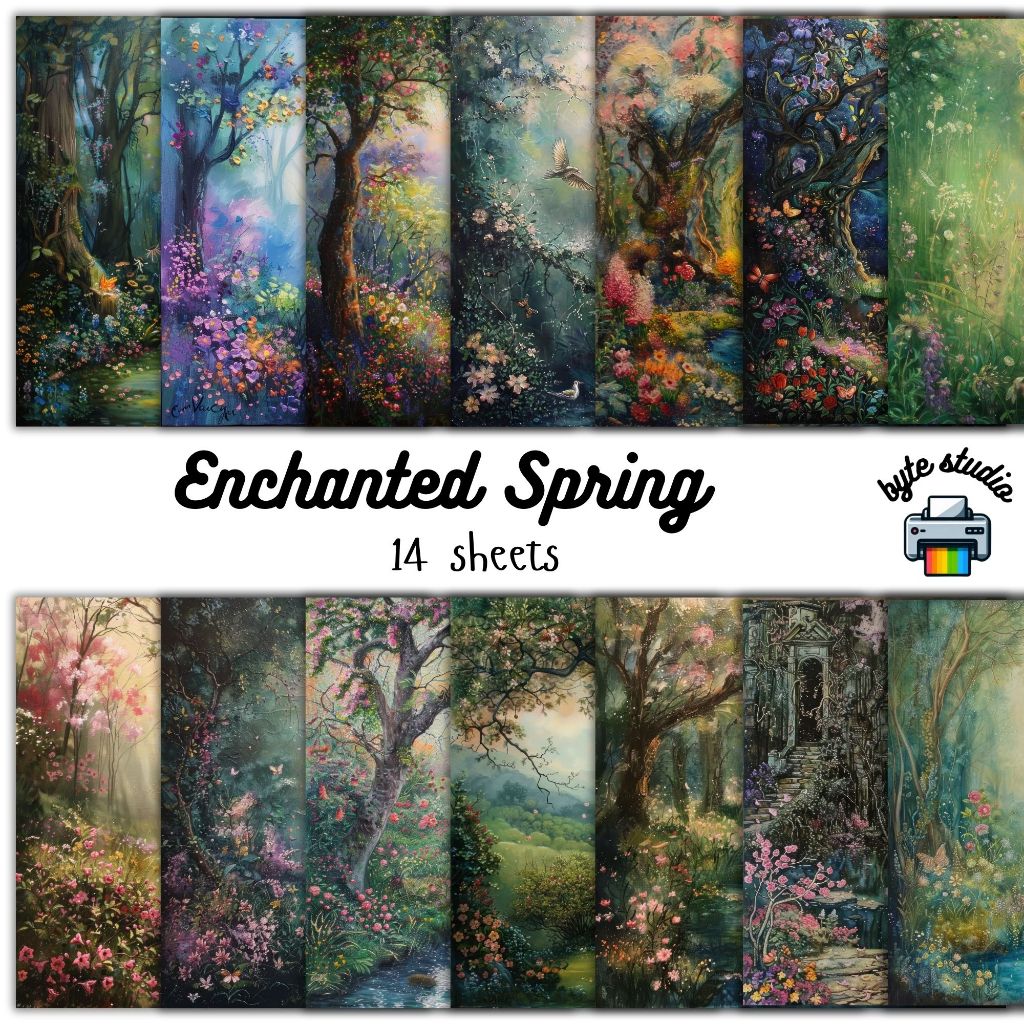 14 Sheets Enchanted Spring by byte studio | Premium Paper Craft Junk Journal Stationery | Shopee ...