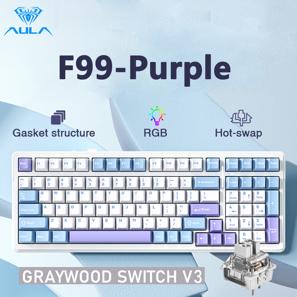 AULA F99 Mechanical Keyboard – 99 Keys Tri-Mode Wireless Hot-Swap ...