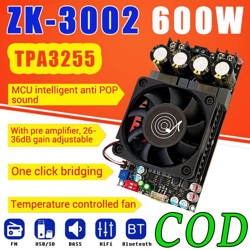 COD ZK-3002 Amplifier Board 300W Dual Channel 600W Mono TPA3255 Chip ...