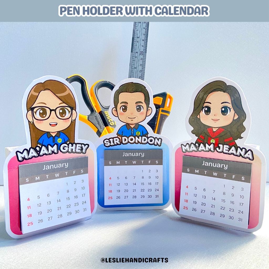 CUSTOMIZED CHIBI DESK CALENDAR WITH PEN HOLDER | Shopee Philippines