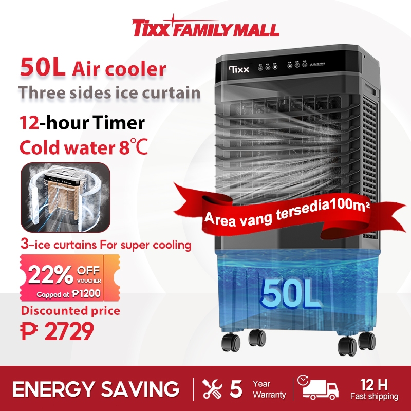 Tixx Air Cooler Fan Inverter Aircon 50L Air Conditioner Portable Aircon ...