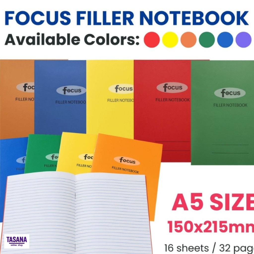 Focus Filler Notebook 150x215mm, 16 Sheets, Lined Paper, Colored Cover ...