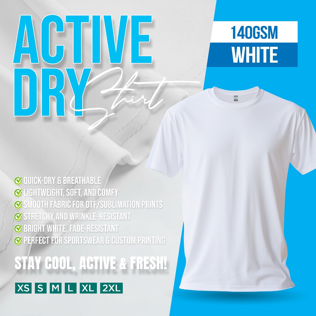 White Active Dry T-shirt Unisex | Breathable Sports Shirt for Men and ...