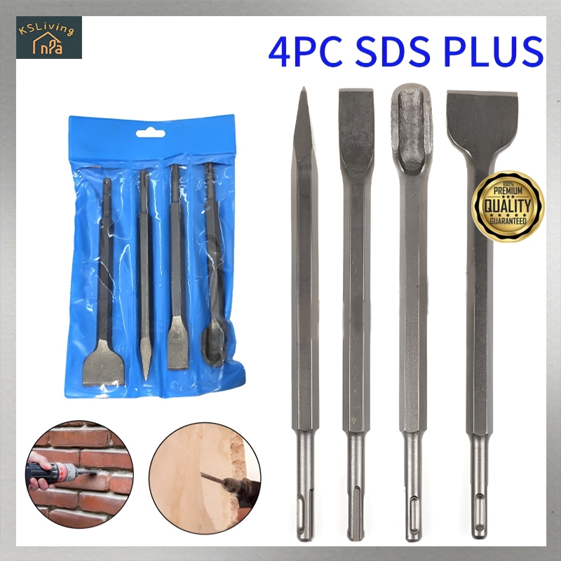 (COD)4pcs Rotary Hammer Drill Bit Set and Chisel Set Rotary Electric ...