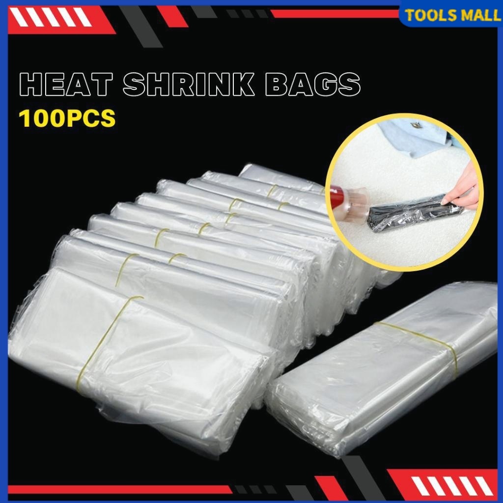 100pcs Heat Shrink Wrap 100Pcs Clear PVC Film For Bottle Jar Shoe Cover ...