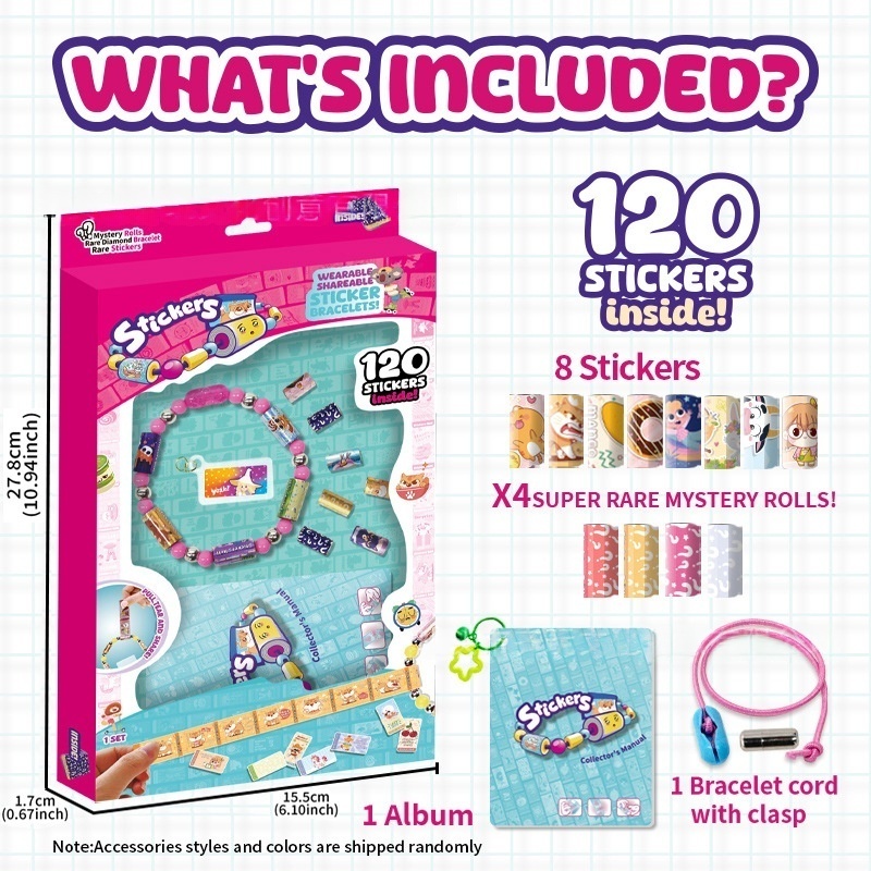 120 PCS STICKI Rolls Sticki Wearable Sticker Bracelet Collection Sticki ...