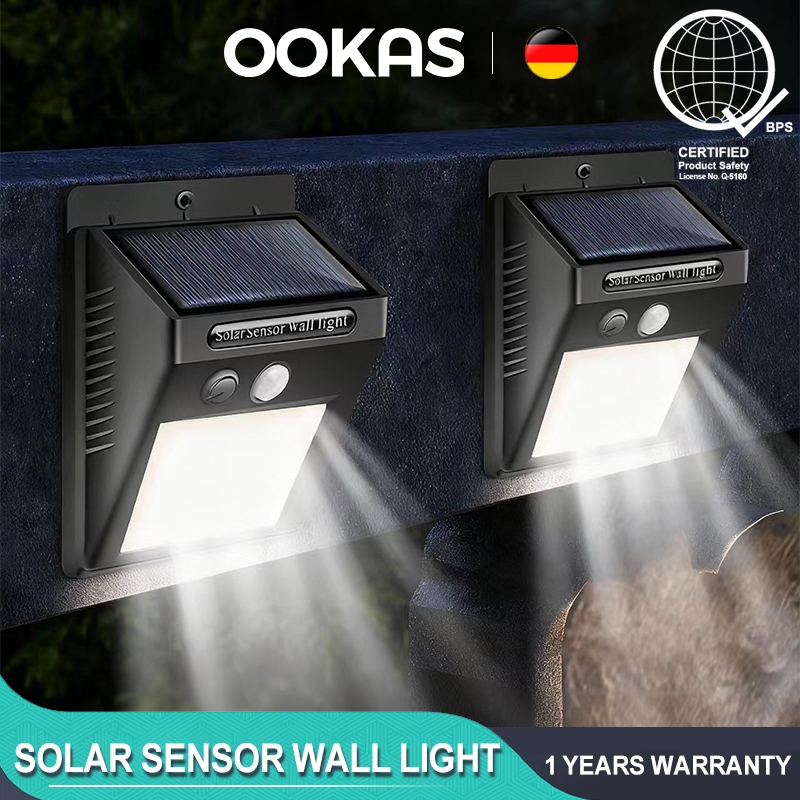 OOKAS Solar Light Outdoor Waterproof Wall Lamp Sensor Solar Street ...